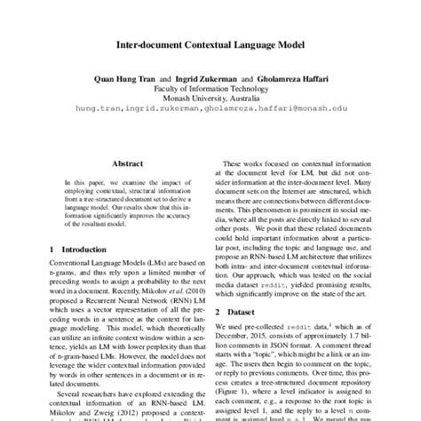Inter Document Contextual Language Model Acl Anthology