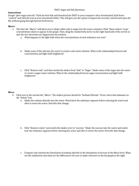 Phet Sugar And Salt Solutions Questions Pdf
