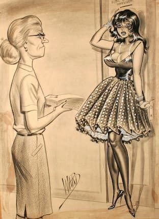 Bonhams A Bill Ward Cartoon Of A Middle Aged Secretary And A Young Woman