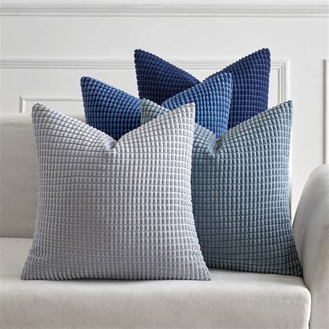 Miulee Blue Decorative Pillow Covers 16x16 Inch Set Of 4