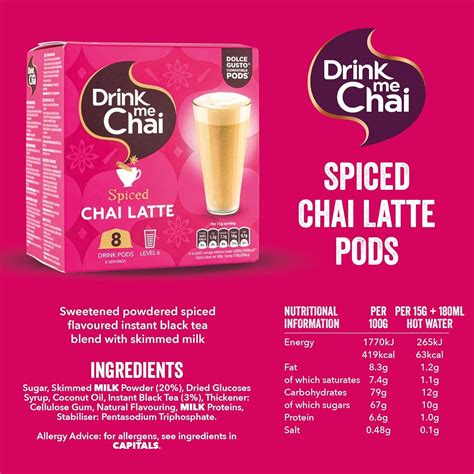 Drink Me Chai Spiced Chai Latte Dolce Gusto Compatible Pods 40 Pods