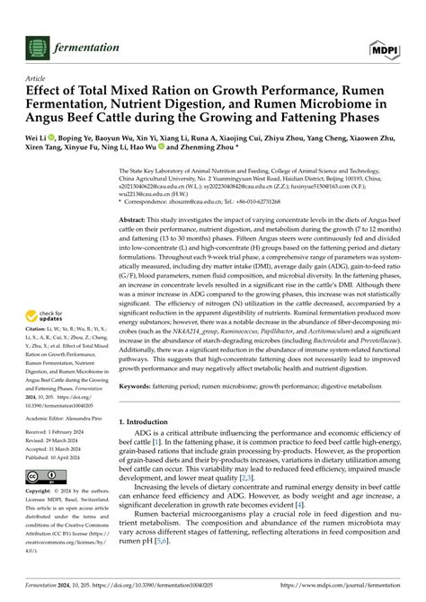 Pdf Effect Of Total Mixed Ration On Growth Performance Rumen Fermentation Nutrient Digestion