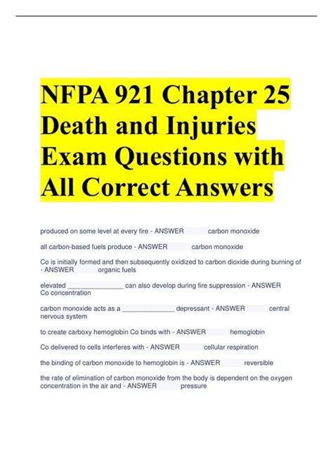 Nfpa 921 Chapter 25 Death And Injuries Exam Questions With All Correct Answers Nfpa 921