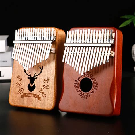 آلة موسيقية من Kalimba البيانو الإبهام 17 مفتاح من خشب الماهوجني
