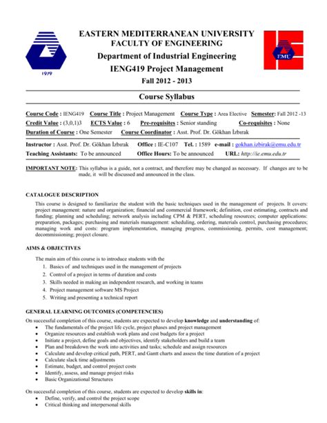 Relationship Of Course To Program Outcomes