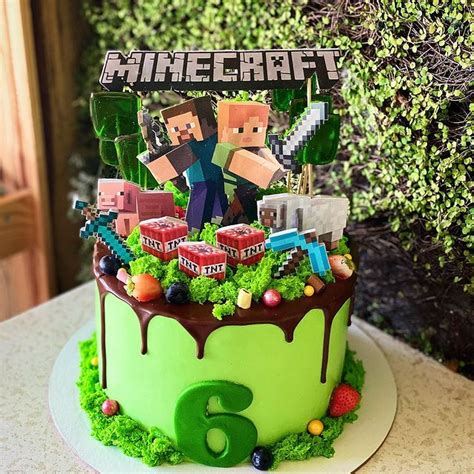Minecraft Cake Topper Minecraft Birthday Ideas Minecraft Party Theme