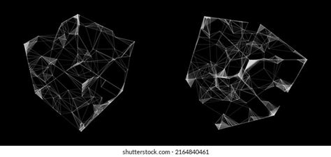 Set Deformed Wireframe Cube Different Sides Stock Vector Royalty Free