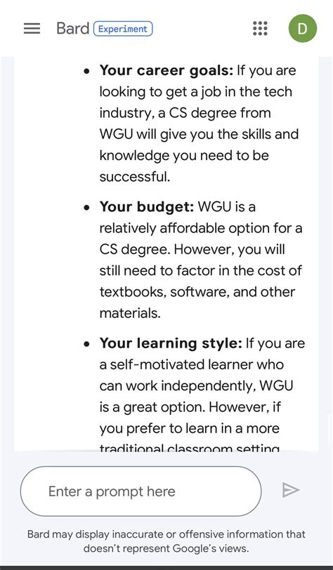 Messing Around With Bard So I Had To Ask 😂 Rwgucompsci