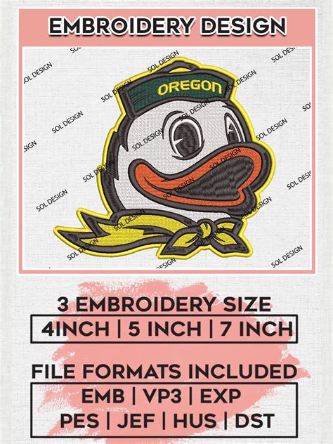 Ncaa Oregon Ducks Head Mascot Logo Machine Embroidery Design Ncaa