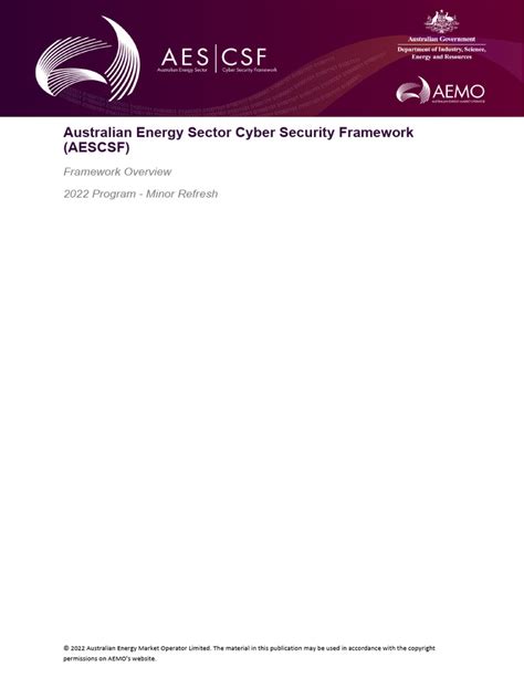 Australian Energy Sector Cyber Security Framework Aescsf Framework Overview 2022 Program