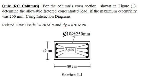 Solved Quiz RC Columns For The Column S Cross Section Chegg Com