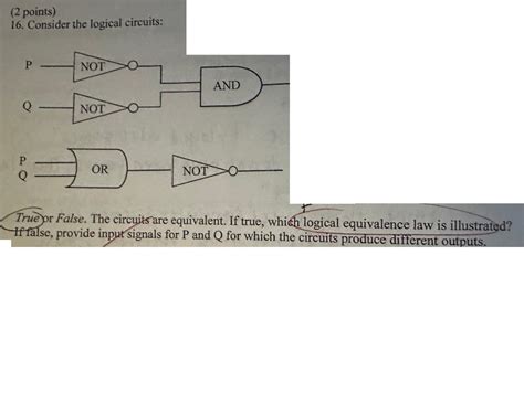 Solved 2 Points 16 Consider The Logical Circuits Trueor