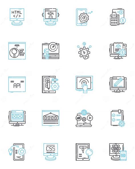 Web Design Linear Icons Set Typography Layout Navigation Responsive Interface Html Css