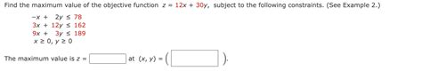 Solved Find The Maximum Value Of The Objective Function