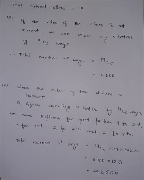 [solved] Suppose We Want To Choose 5 Letters Without Replacement