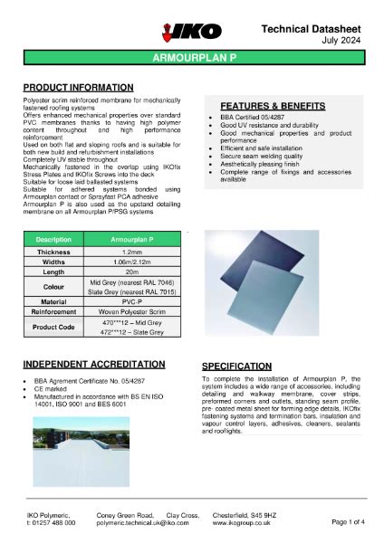 Technical Data Sheet TDS IKO Armourplan P NBS Source