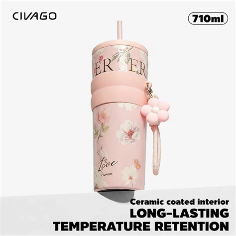 Civago（26oz）ceramic Liner Stainless Steel Coffee Mug With Lid Vacuum