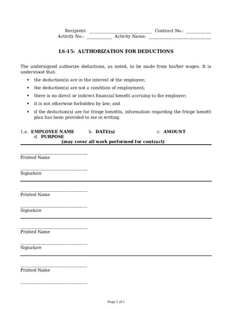 Sample Authorization Letter To Deduct From Salary Doc Template Pdffiller