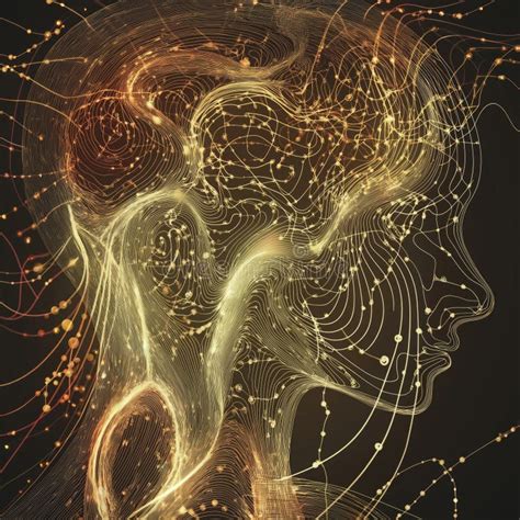 Abstract Neural Network Lines Forming Human Profile With Glowing Pathways Stock Image Image Of