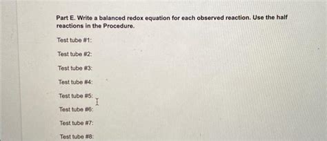 Solved Part B Complete The Table With NR No Reaction Or R Chegg