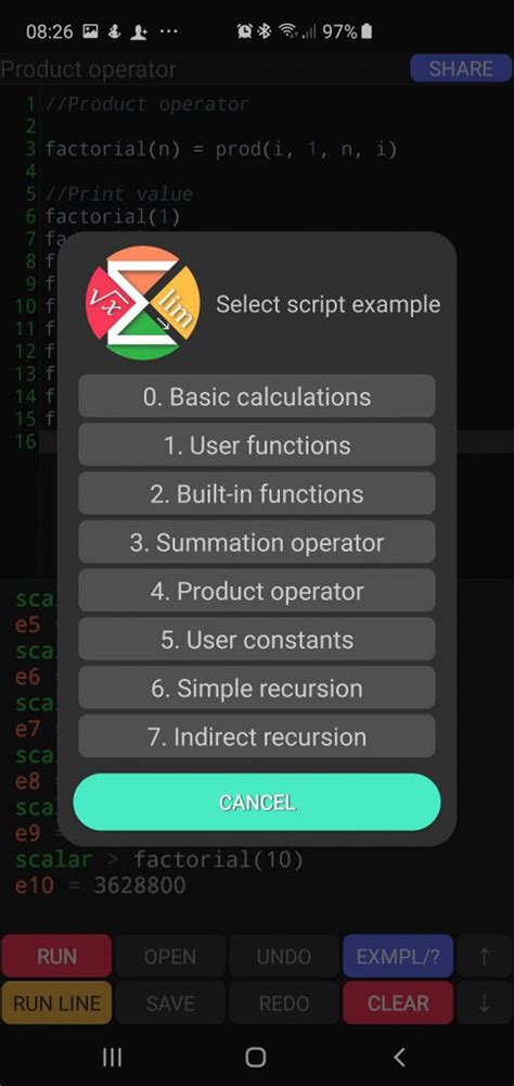 Scalar Calculator Scripts Examples Scalar Scientific Calculator App Charts Scripts