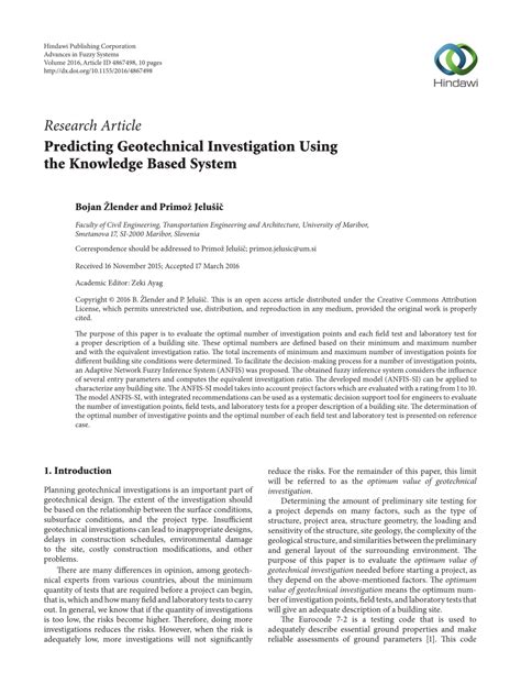 Pdf Predicting Geotechnical Investigation Using The Knowledge Based System