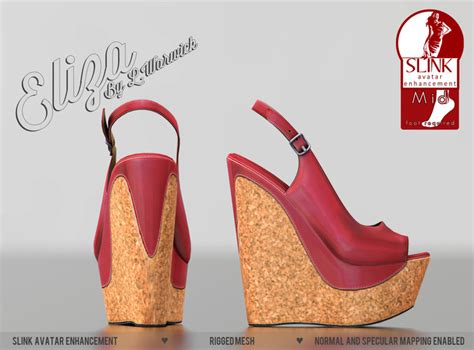 Second Life Marketplace [l Warwick] Eliza Cork Platform Wedges Cherry