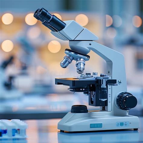 Professional Microscope Standing On A Table In A Laboratory Setting