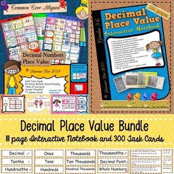 DECIMAL PLACE VALUE BUNDLE PAGE INTERACTIVE NOTEBOOK AND TASK CARDS