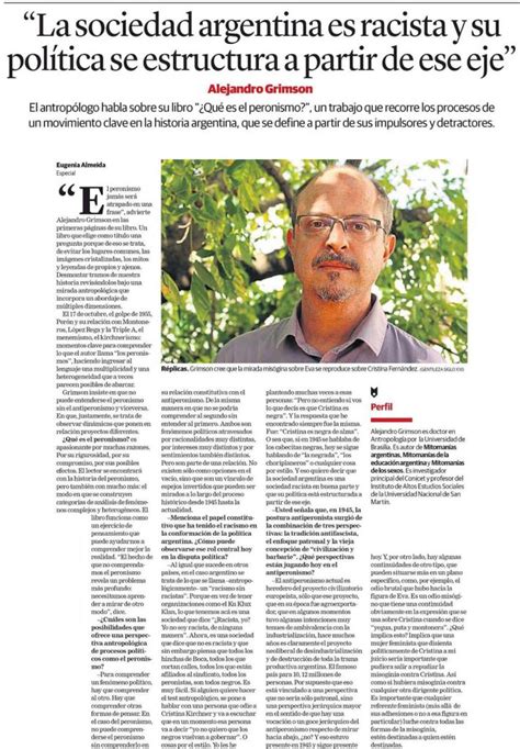 Entrevista A Alejandro Grimson En La Voz Del Interior Noticias Unsam