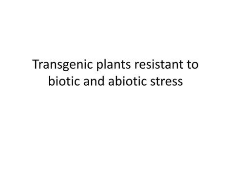 Transgenic Plants Methods Ppt