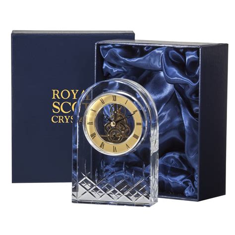 Clock Large Mantle Crystal Clock 170mm Presentation Boxed Royal