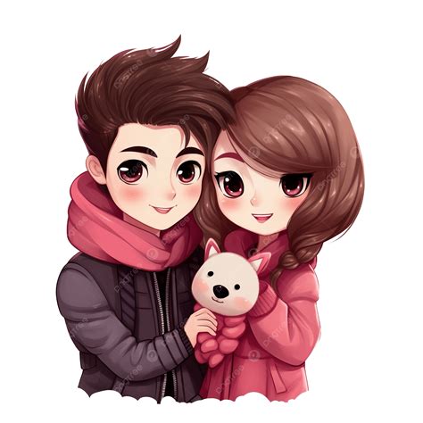 셀카를 함께 찍는 귀여운 연인 커플 해피 발렌타인 꼬마 만화 캐릭터 사랑 만화 귀여운 커플 연인 커플 Png 일러스트 및