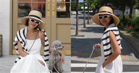 최강 동안 김준희 시원하고 세련된 로맨틱플레어 원피스 패션 스타와 패션