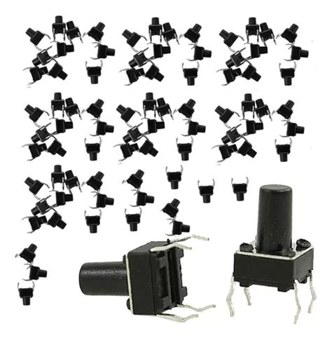 100 pç micro chave push button 4 pinos dip protoboard 6x6x10