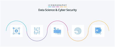 data science and cyber security blue 5 icon pack including scince scince key forecasting