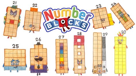 Lets Draw And Colour The Numberblocks 21 30 Drawing And Coloring