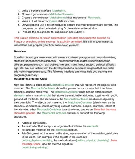 Solved 1 Write A Generic Interface Matchable 2 Create A