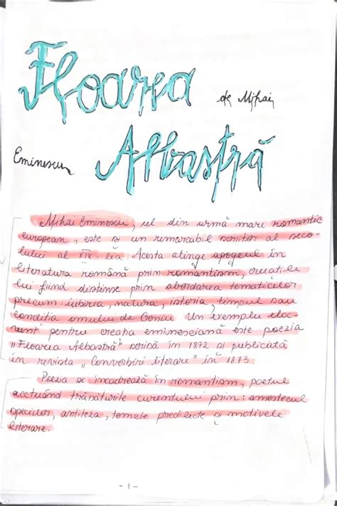 Analiza Eseului „floarea Albastră” De Mihai Eminescu Limba și