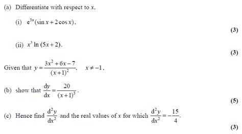 Exam Questions Differentiation Methods Examsolutions