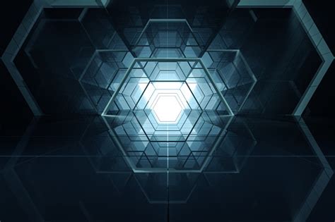 3d 렌더링 거울 반사 채널 미래 배경 육각형에 대한 스톡 사진 및 기타 이미지 육각형 건축 유리 재료 Istock