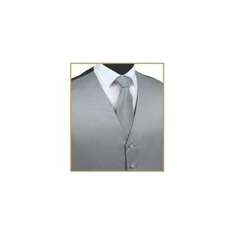 New Mens Tuxedo Vest Waistcoat And Necktie Silver Gray Regular Fit