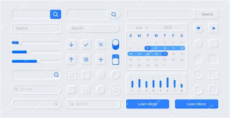 premium vector neumorphic ui kit screen buttons search forms and icons for web application or