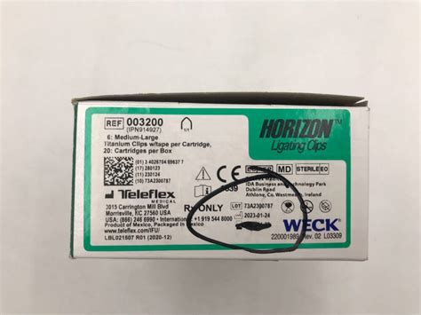 Teleflex 003200 Weck Horizon 6 Medium Large Titanium Clips W Adhesive