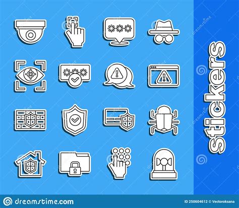 Set Line Flasher Siren System Bug Browser With Exclamation Mark Password Protection Eye Scan