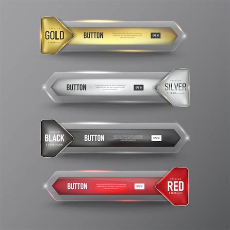 Premium Vector Button Web Glass On Iron Set On Background Color Black 4