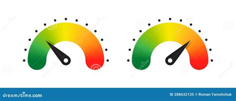 Speedometer Gauge Meter Icons Risk Gauge Scale Performance Indicator Stock Vector