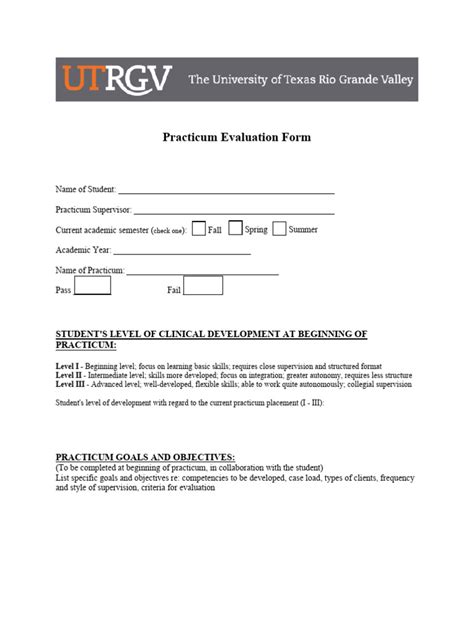 Practicum Evaluation Form 12 10 21 Pdf Goal Evaluation