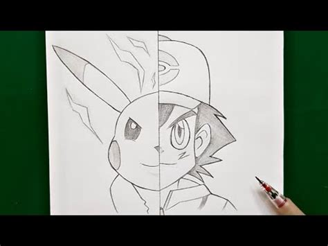 How to draw Ash and Pikachu Pokémon Pikachu and Ash step by step YouTube