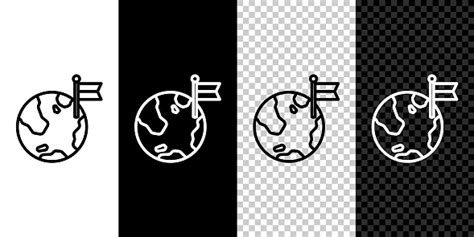 흑백 투명 한 배경에 격리 된 플래그 아이콘으로 라인 행성을 설정합니다 승리 승리와 역경 개념을 정복 벡터 0명에 대한 스톡 벡터 아트 및 기타 이미지 Istock